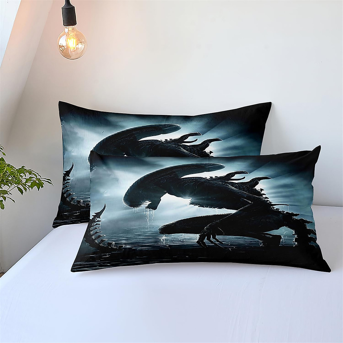 ChliEarime Hecate Alien Sci-Fi Monster Cover Bedding Set 3D for Boys Full Size - Microfiber Duvet Cover Set with 2 Pillow Shams