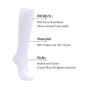 Intgoodluckycc White Slouch Scrunch Socks for Women, Scrunch Long High Tube Socks (1 Pair - White)