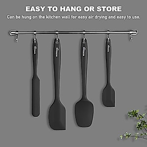 NileHome Silicone Spatula Set, Rubber Spatula High Heat-Resistant Premium BPA-Free One Piece Seamless Design Cooking Spatulas Utensils Set For Kitchen 4pack(Black)