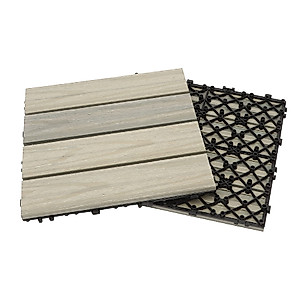 WPC Patio Deck Tiles,DIY Interlocking Decking Tiles, Floor Tile,Water Resistant Indoor Outdoor (9, 3D Organic White)