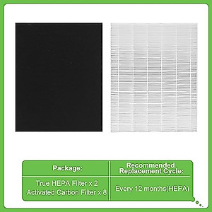Hichoryer D360 True HEPA Replacement Filter D3, Compatible with Winix D360 Air Purifier, Part Number 1712-0101-02, 2 H13 True HEPA Filters & 8 Activated Carbon Filters