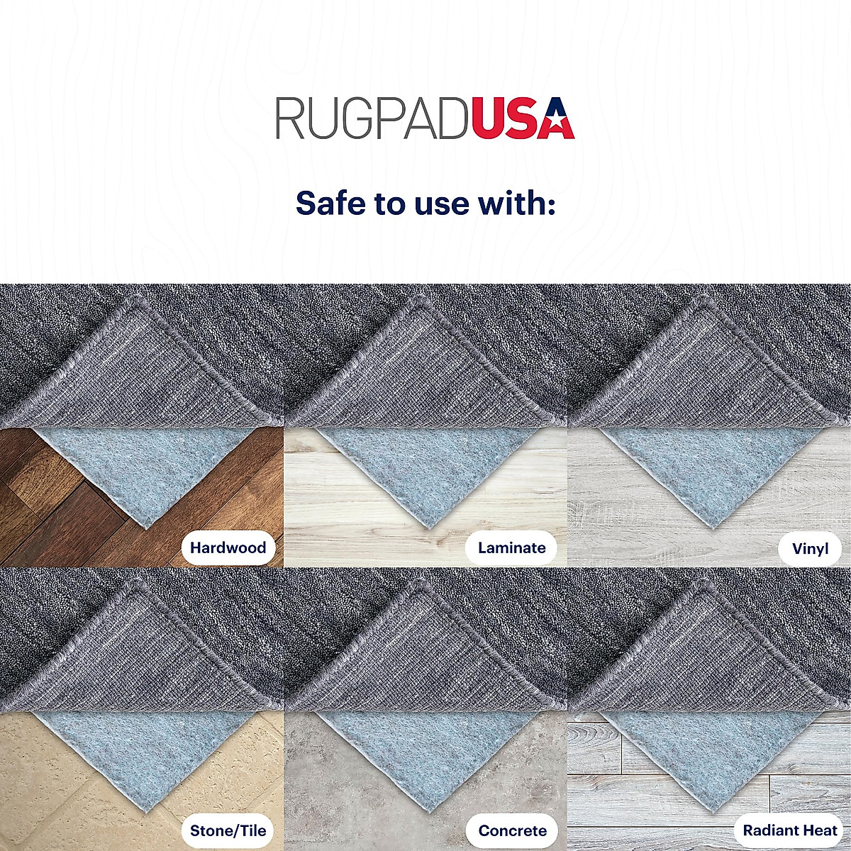 RUGPADUSA 100% Felt 9x12 Rug Pad for Hardwood Floors, 1/4 Inch Thick Cushioning - Prolong The Life of Your Rugs and Flooring, Safe for all Floors and Finishes