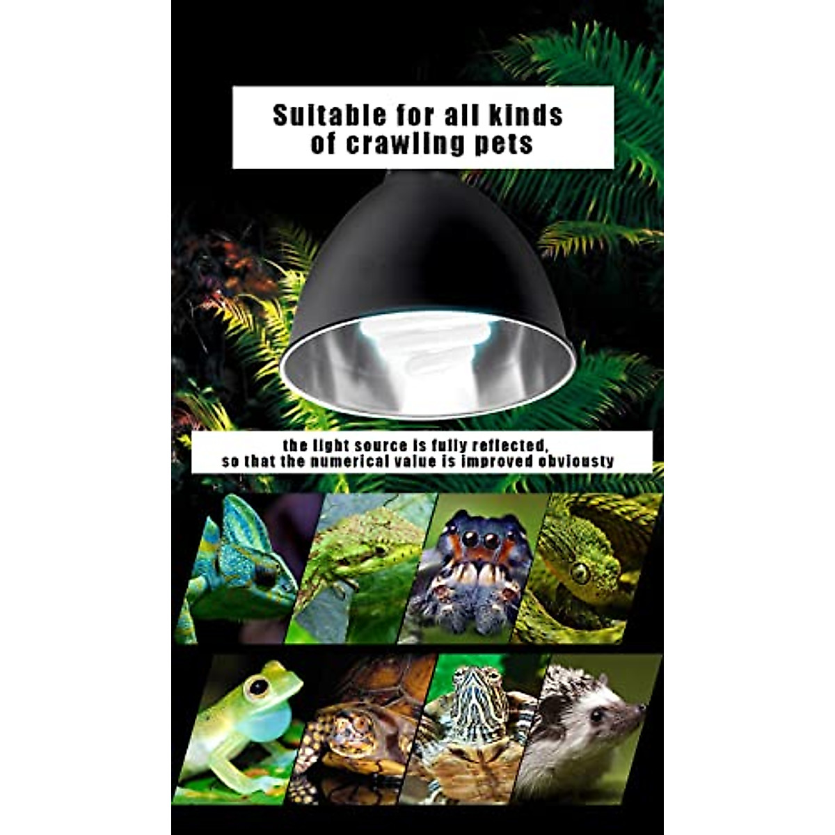 ATB-GIFT Reptile Light Fixture, 8.5inch Reptile Deep Dome Fixture with Switch for Reptile Heat Lamp UVB Light Bulb(US Plug)