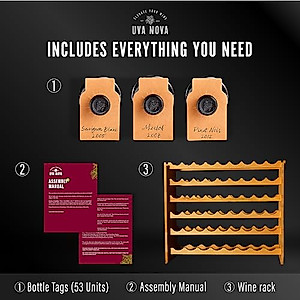 Uva Nova Large Wine Rack | Wine Rack Wood | Wine Cellar Racks | 53 Bottle Wine Bottle Storage | Pine Wood Magnum Bottle Wine Rack Fits 8 Magnum Bottles