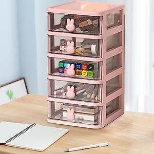 Dosulou Stackable Makeup Organizer and Storage - Clear Plasticss Storage Drawer with Pull-Out Handles | Multi-use Organizing Bins for Kitchen, Bedroom, Bathroom, Offices, Utensils, Makeup, Jewellery