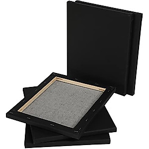 Gredak Black Canvases for Painting, 12x16 Inch 6-Pack Blank Black Canvas, 100% Cotton Stretched Canvas, Paint Supplies for Adult, Perfect Art Supplies for Acrylics and Oil Paints