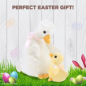 Bearington Downie & Duckie Plush Yellow Duck Stuffed Animal, Adorable, Soft and Cuddly, Great Gift for Kids of All Ages, Birthdays, Holidays, Easter and Special Occasions, 10.5 inches