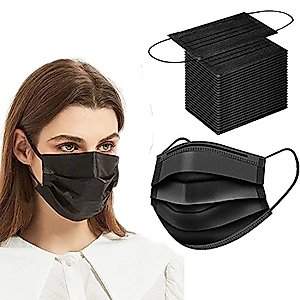 RIDAMON Black Disposable Face Masks 100 PCS Face Protection Masks 3 Ply Face Masks for Adults