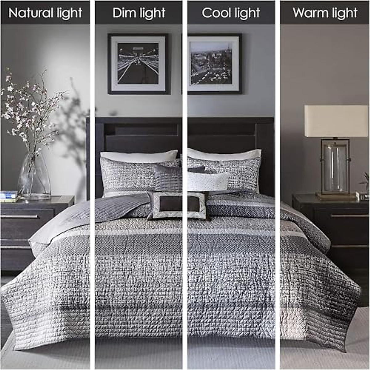 Madison Park Quilted Cal King Coverlet Set in Grey/Taupe Finish MP13-3400