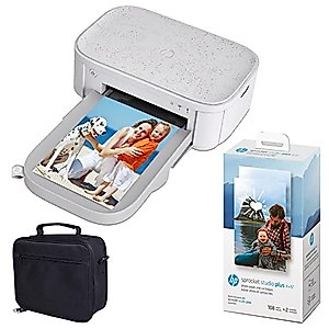 HP Sprocket Studio Plus 4x6” Instant Color Photo Printer – Bundle: Case and Photo Paper