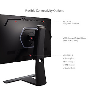 ViewSonic XG250 25 Inch 1080P 1MS 280Hz IPS Gaming Monitor With GSYNC Compatible, HDR400, RGB Lighting, And Advanced Ergonomics For Esports