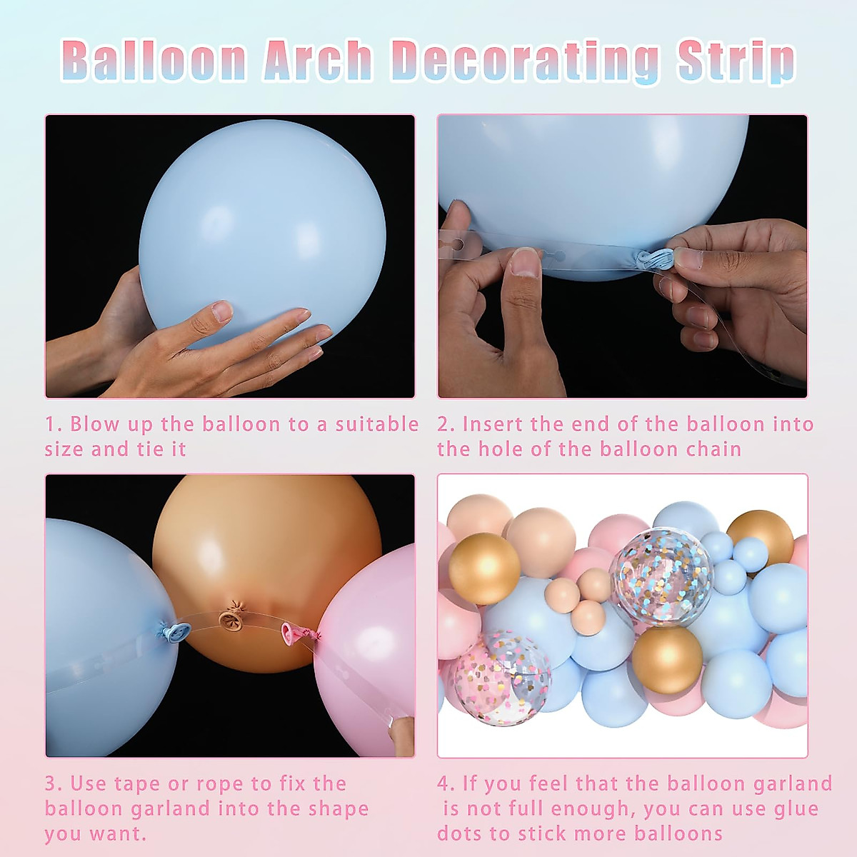 DoreenBow Baby Boxes Gender Reveal Balloon Decorations Kit Pink and Blue Balloons Arch Kit 4Pcs Baby Box with Letters(BABY) for Baby Shower Birthday Decor Gender Reveal Party Decor Supplies