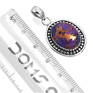 JEWELOPORIUM 925 Sterling Silver Pendant for Women Copper Purple Turquoise Stone Fashion Silver Pendant Necklace Birthday Gift Boho Jewelry
