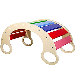 Nautical Beach Decor Waldorf Wooden Rocking Play (Rainbow)