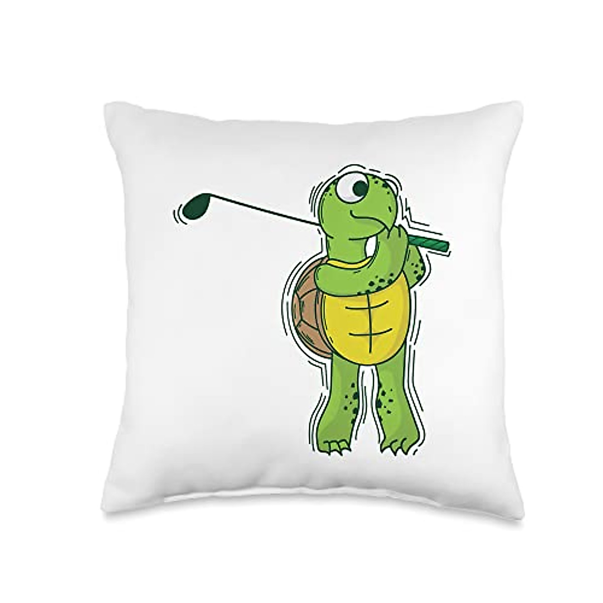 Turtle reptile dorsal carapace old sauropsida Turtle Plays Golf Throw Pillow, 16x16, Multicolor
