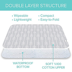 Kushies Deluxe Waterproof Changing Pad Liners - 20 x 30 inches Baby Changing Table Pad Covers - Baby Changing Pads in Grey One Direction - Diaper Changing Pad Cover Waterproof for Changing Station