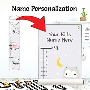Personalized Kids Canvas Growth Chart, Height Chart, Growth Chart Banner, Cute Owl