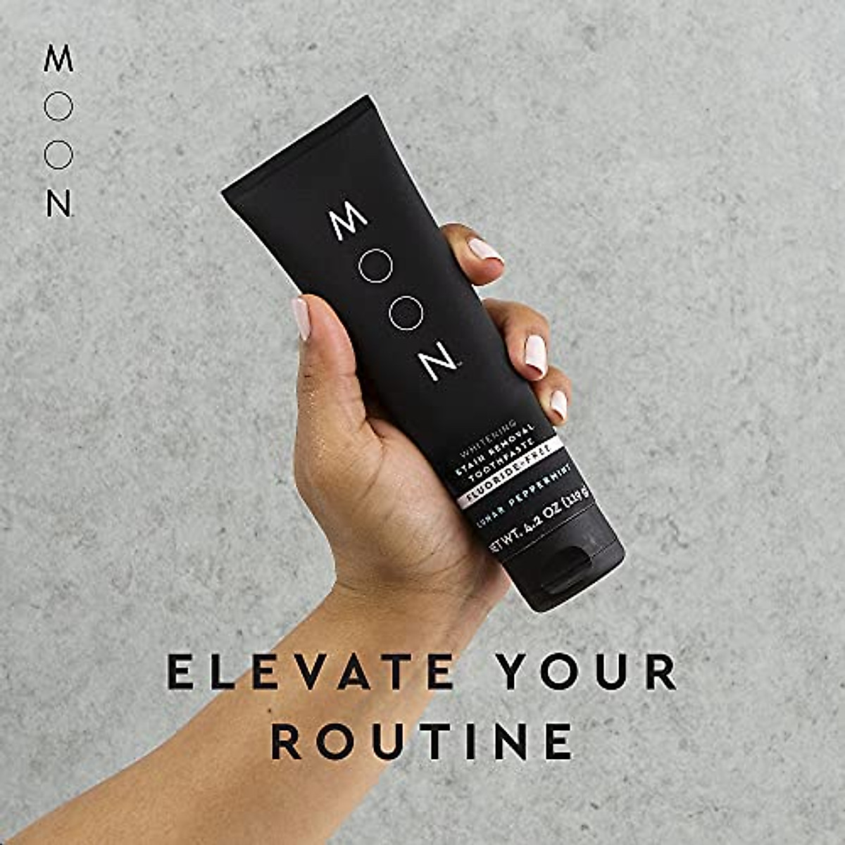 MOON Stain Removal Whitening Toothpaste, Fluoride-Free, Lunar Peppermint Flavor for Fresh Breath, for Adults 4.2 oz