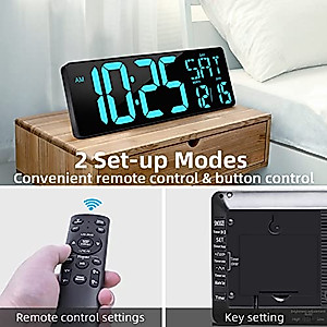 TXL Digital Wall Clock Large Display, 16.5" LED Wall Clock with Date and Temperature,Count Up/Down Timer Clock with Remote Control, Adjustable Brightness Alarm Clock for Home, Office, Gym, Elderly