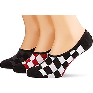 VANS - Men's, Classic Super No-Show Socks - Assorted 3 Pair Pack (Black/White, Red/White, Black/Grey) L 9.5-13