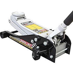 Torin T83505W BlackJack Hydraulic Low Profile Steel Racing Floor Jack with Single Piston Quick Lift Pump, 3 Ton (6,000 lb) Capacity, Black