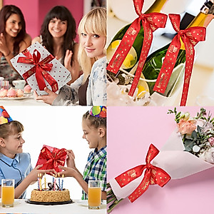 Gift Wrapping Satin Ribbon with Letter Print Happy Birthday, Black 1 Inch 25 Yards