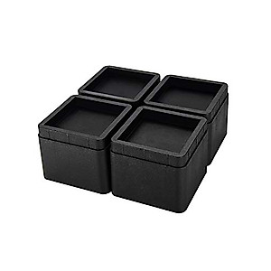 BTSD-home Bed Risers 3 or 6 Inch Heavy Duty Stackable Furniture Risers for Sofa Table Couch Chair Bed Raisers Blocks 4 Pack Black