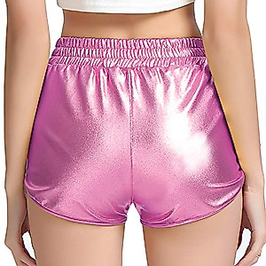 Girls Metallic Shorts Shiny Sparkly Dance Hot Pants Pink Spandex Outfits 10 11