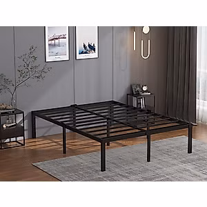 AROMUSTIME 16 Inch Standard Metal Platform Bed Frame / 3,000 lbs Heavy Duty Steel Slat Easy Assembly Mattress Foundation/Noise Free/Box Spring Replacement, Queen