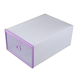 Amosfun 4pcs Box Plastic Shoe Storage Box Shoe Storage Cubes Sneaker Drawers Out Shoe Drawer Boot Drawer Shoes Clear Stackable Shoe Drawer Folding Shoe Rack Organizer Purple High Heel