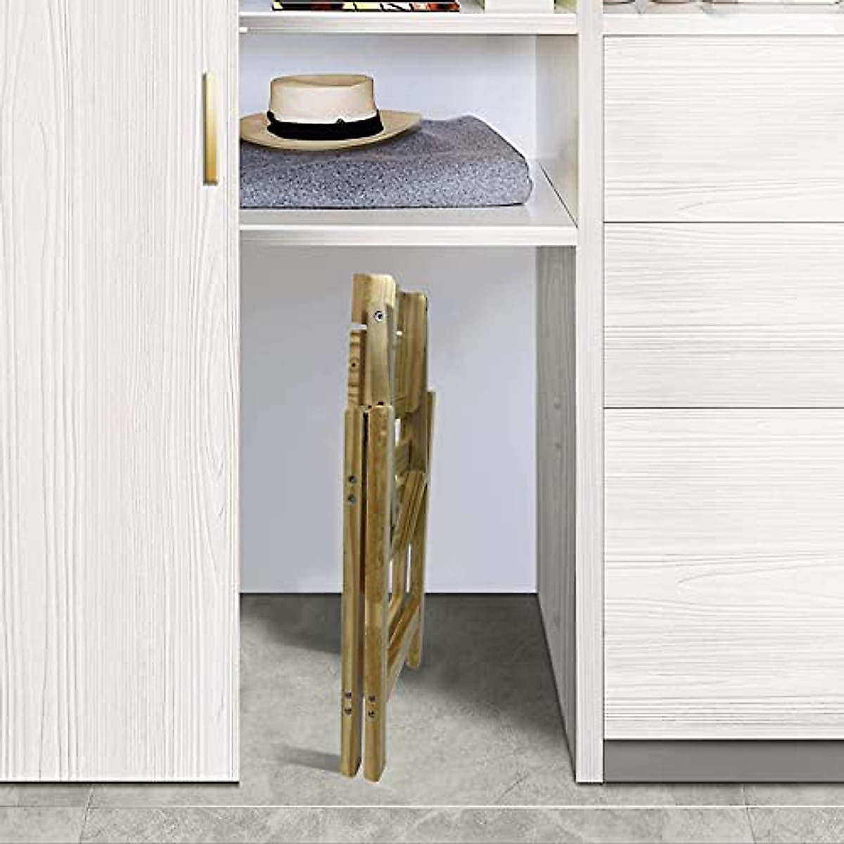 LUCEAE Step Stool,Wooden Folding2Steps Wide Tread Step Stool,Portable Stepladder/Step Chair,Non-Slip and Lightweight,Multifunctionalhome,Office