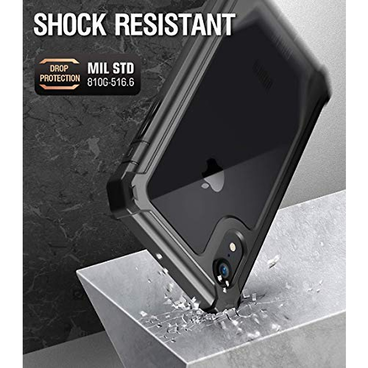 Poetic iPhone XR Case, Guardian [Scratch Resistant Back] Full-Body Rugged Clear Hybrid Bumper Case with Built-in-Screen Protector for Apple iPhone XR 6.1" LCD Display Black