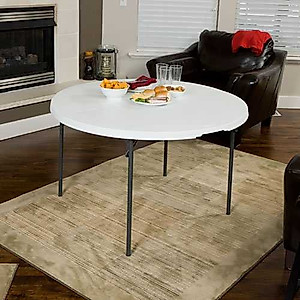 Lifetime 80886 48-Inch Round Fold-in-Half, 2 Pack, Light Commercial, White Granite Table