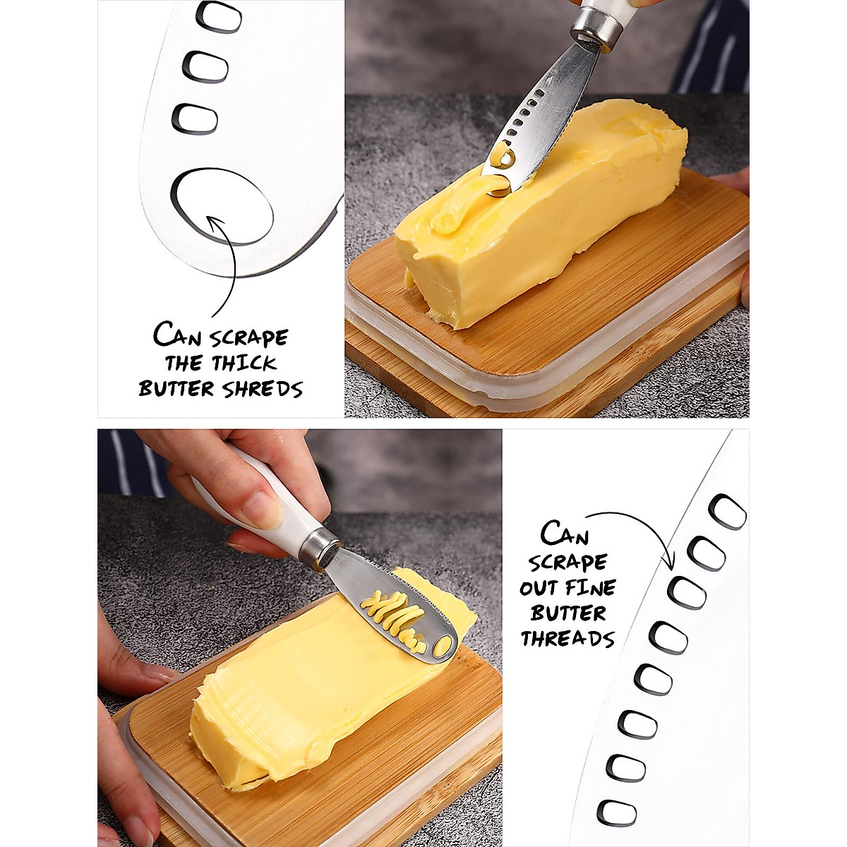 AISBUGUR Large Butter Dish with Lid for Countertop, Metal Butter Keeper with Stainless Steel Multipurpose Butter Knife, Butter Container with Double High-quality Silicone Good Kitchen Gift White