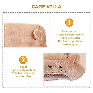 Lurrose Rats Hamster Winter Fleece Warm Hanging Cage Hammock Cute Bear House with Bed Mat Small Animal Cage Accessories for Small Furry Animals
