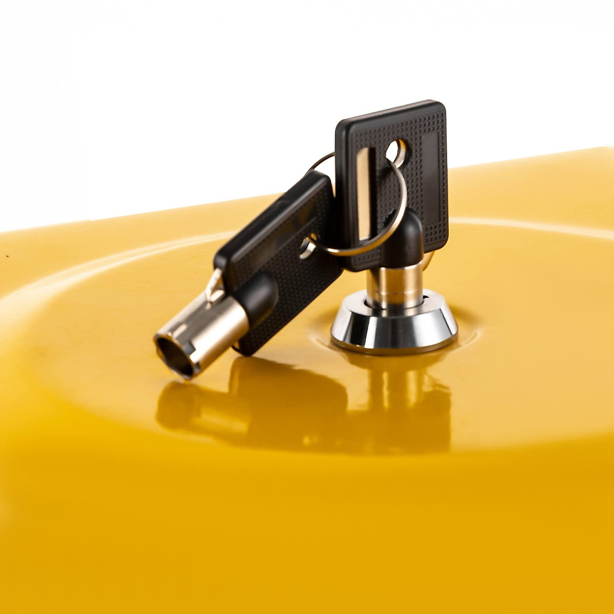 Yellow Vending Machine with Lock, Candy Gumball Machine, Large exit with Baffle, Suitable for 1.77-1.97 inches of Capsule, for Retail Stores, Game Stores, Park