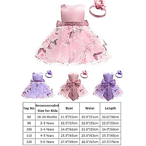 Flower Girl Sequins Bowknot Butterfly Tutu Dress for Kids Baby Christening Baptism Communion Birthday Party Dress Toddler Princess Pageant Wedding Gown with Headwear Purple - Butterfly 4-5 Years