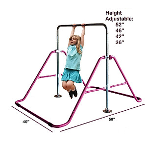 Kids Jungle Gymnastics Expandable Junior Training Monkey Horizontal Bars Climbing Tower Child Play Training Pull Up Gym Purple