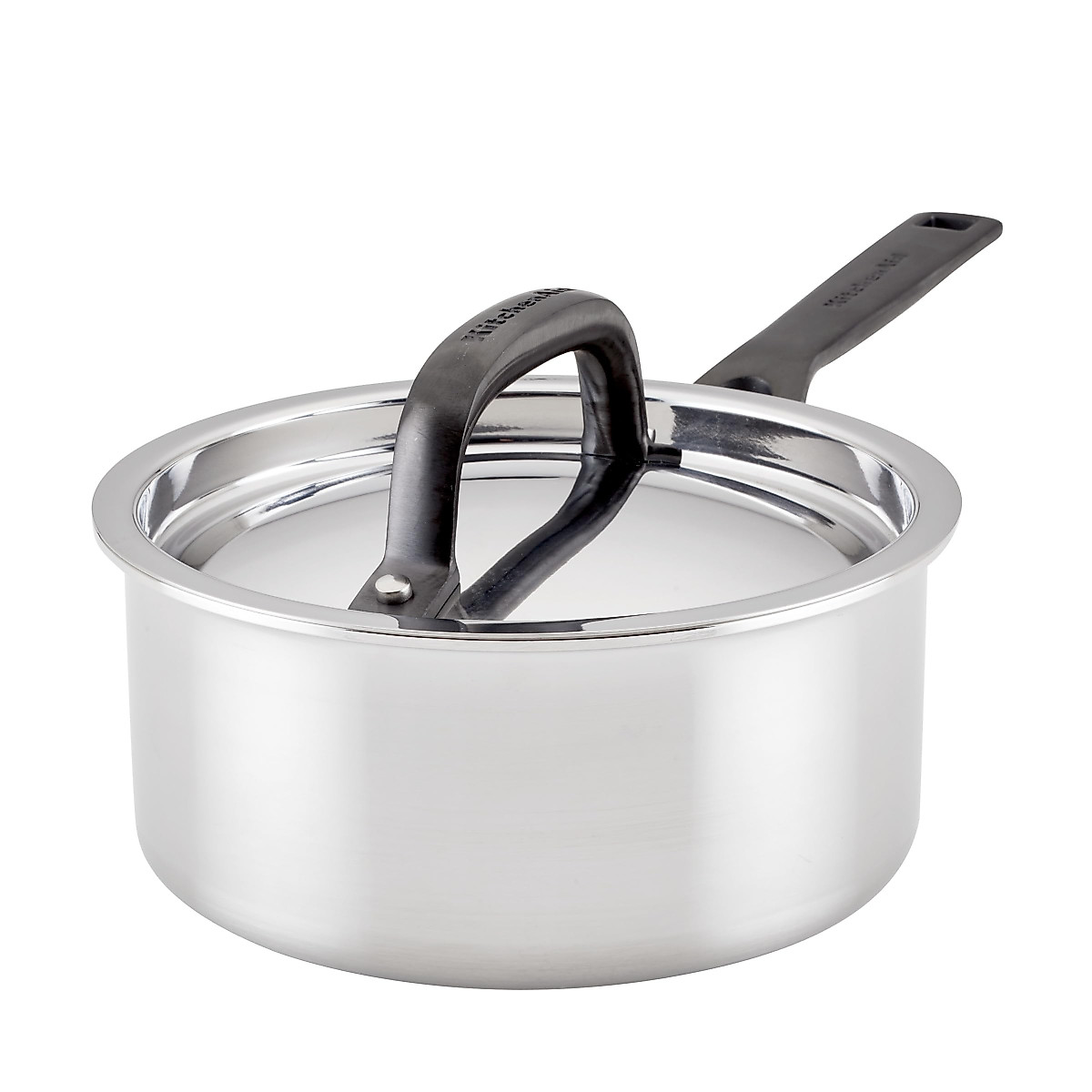 KitchenAid 5-Ply Clad Induction Sauce Pan with Lid, 1.5 Quart, Polished Stainless Steel