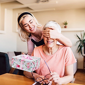 Wedding Wrapping Paper and Ribbon Set for Girls Women, 6 Folded Sheets Pink Red Rose Design, 20 x 28 inch Gift Wrap Paper for Floral Bridal Shower Engagement Wedding Birthday Party Anniversary