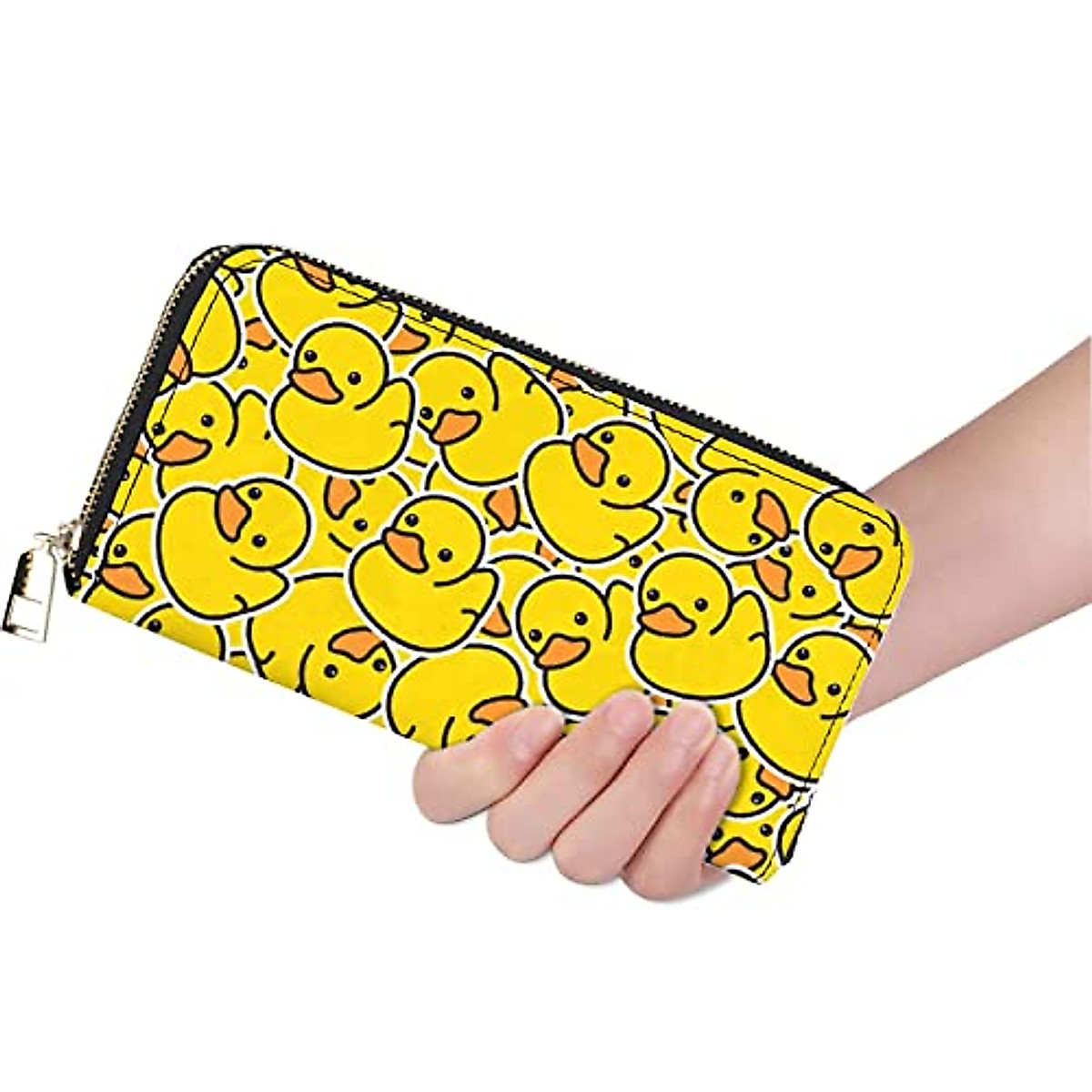 Qwalnely Cute Duck Wallet Leather Phone Money Credit Card Holder with Durable Zipper Purse Gifts for Women Girl