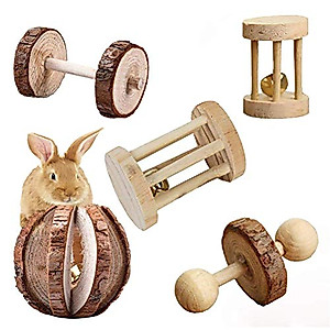5 Pcs Hamster Chew Toys,Vankcp Natural Wooden Chew Toys Pets Teeth Care Molar Ball for Small Animals Cat Rabbits Rat Guinea Pig (5P)