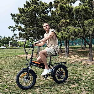HITWAY Electric Bike for Adults 20" x4.0 Fat Tire Electric Bicycle with 750W Motor,48V 12AH Removable Battery E Bike Long Range 20-55mile with 7 Gears Foldable Ebike, UL2849 Certified