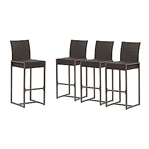 Christopher Knight Home Kelly Outdoor Wicker 30 Inch Barstool (Set of 4), Dark Brown