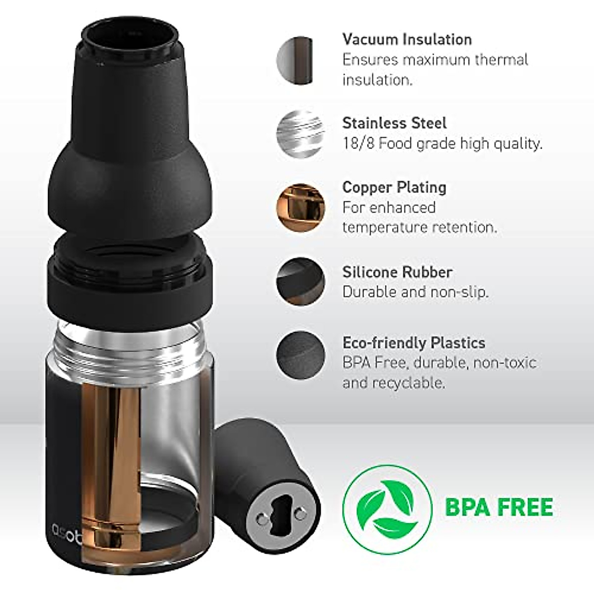 Asobu Frosty Beer Holder 2 Go Vacuum Insulated Double Walled Stainless Steel Beer Can and Bottle Cooler with Beer Opener Eco Friendly and Bpa Free(Midnight Marble)