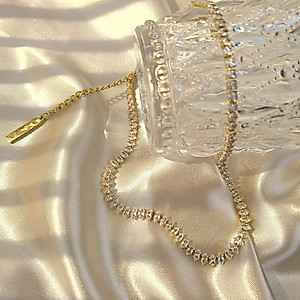 Cowlyn Tennis Choker Necklace Crystal Cubic Zirconia CZ Chain Dainty Gold Silver Plated Diamond for Women Charm Jewelry