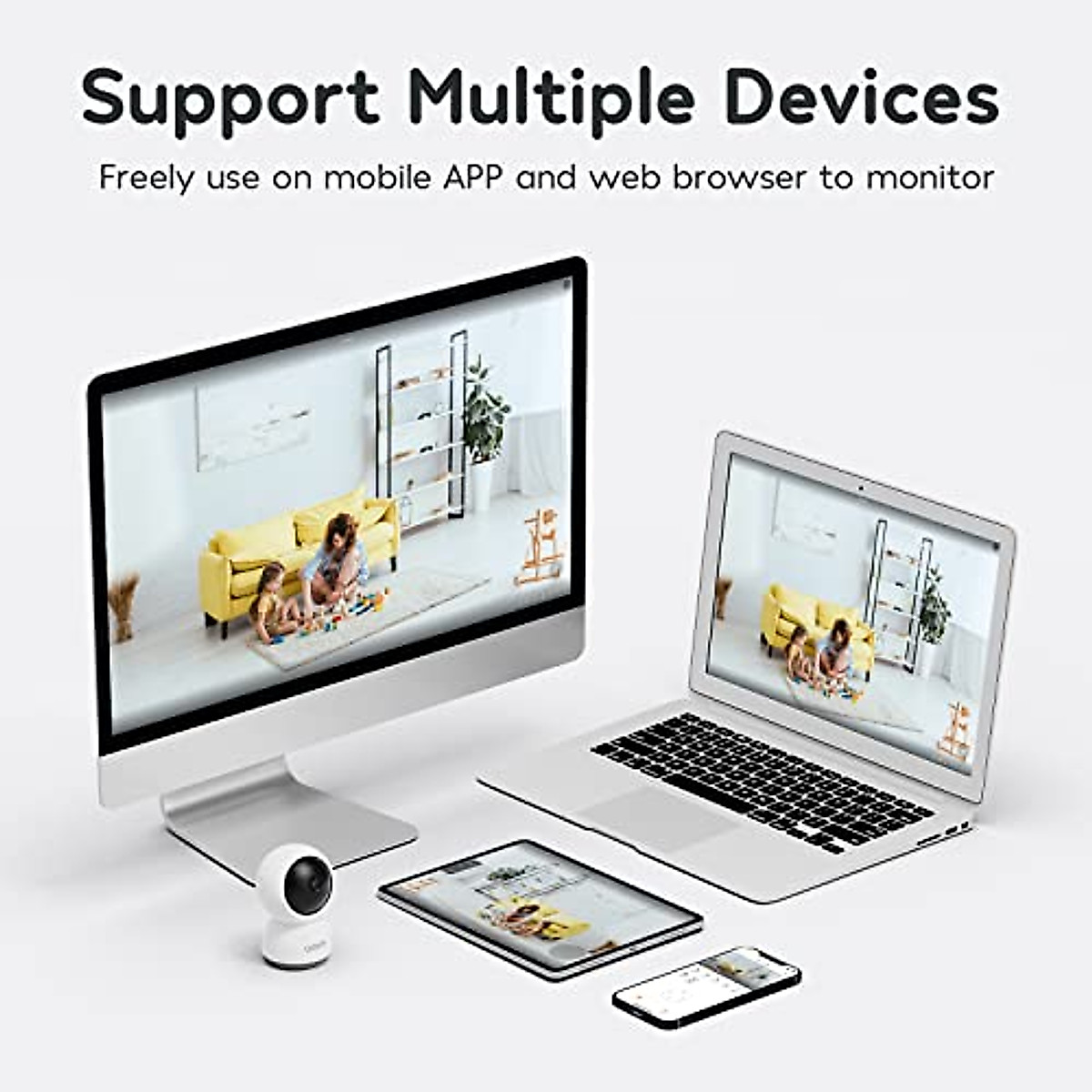 Winees Indoor Security Camera 2K, WiFi Pet Camera for Home Security with Sound/Human/Pet Detection, Clear Night Vision, Motion Tracking, Pan/Tilt/Zoom for Baby Monitor/Elderly/Dog, Alexa&PC Compatible