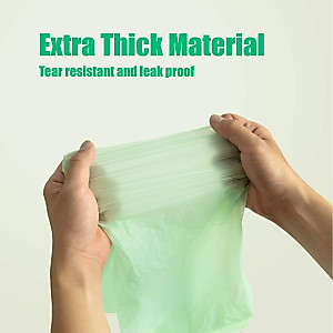 POWERTEC Compostable Bags, 2.6 Gallon (9.84 Liter), 100 Count, Extra Thick 0.71 Mil Kitchen Scrap Waste Bag, ASTM D6400 US BPI & European OK Compost Home Certified, Biodegradable Yard Waste Trash Bag