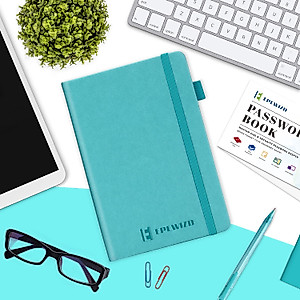 EPEWIZD Password Book with Alphabetical Tabs Hardcover Medium Size Password Book for Website Username Internet login Computer Address Password Organizer Keeper Logbook-Turquoise