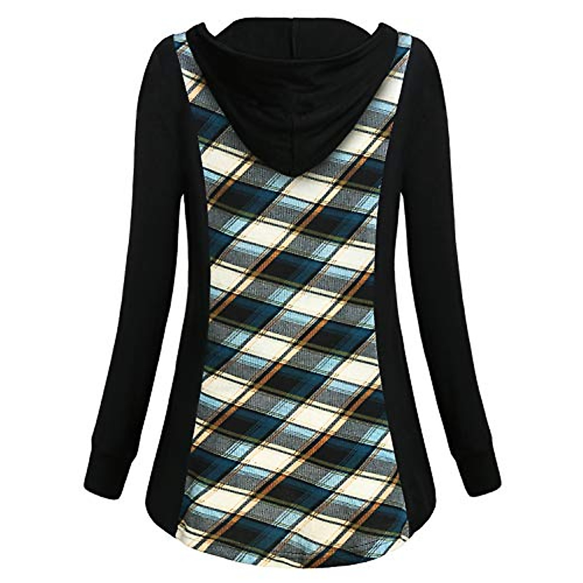 MOQIVGI Womens Plaid Hoodie Vneck Long Sleeve Sweatshirt Pullovers Modest Hipster Pretty Checkered Leisure Tunic Tops Soft Surroundings Clothing Blue Large